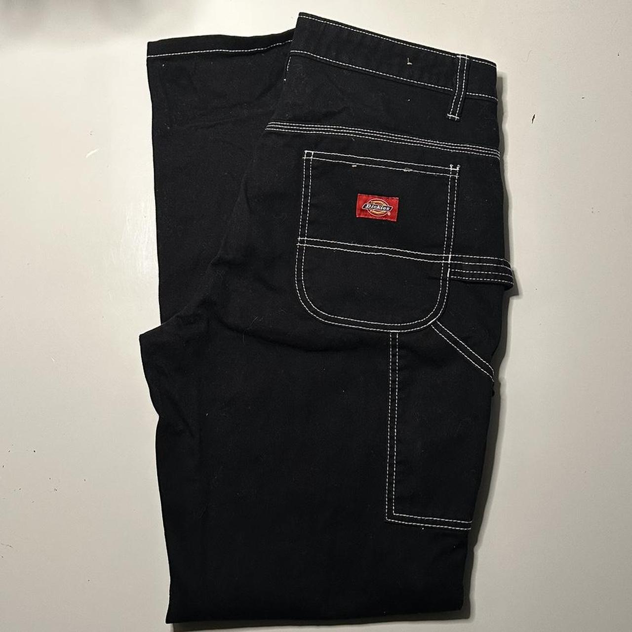 Dickies Black Carpenter Jeans With White... - Depop
