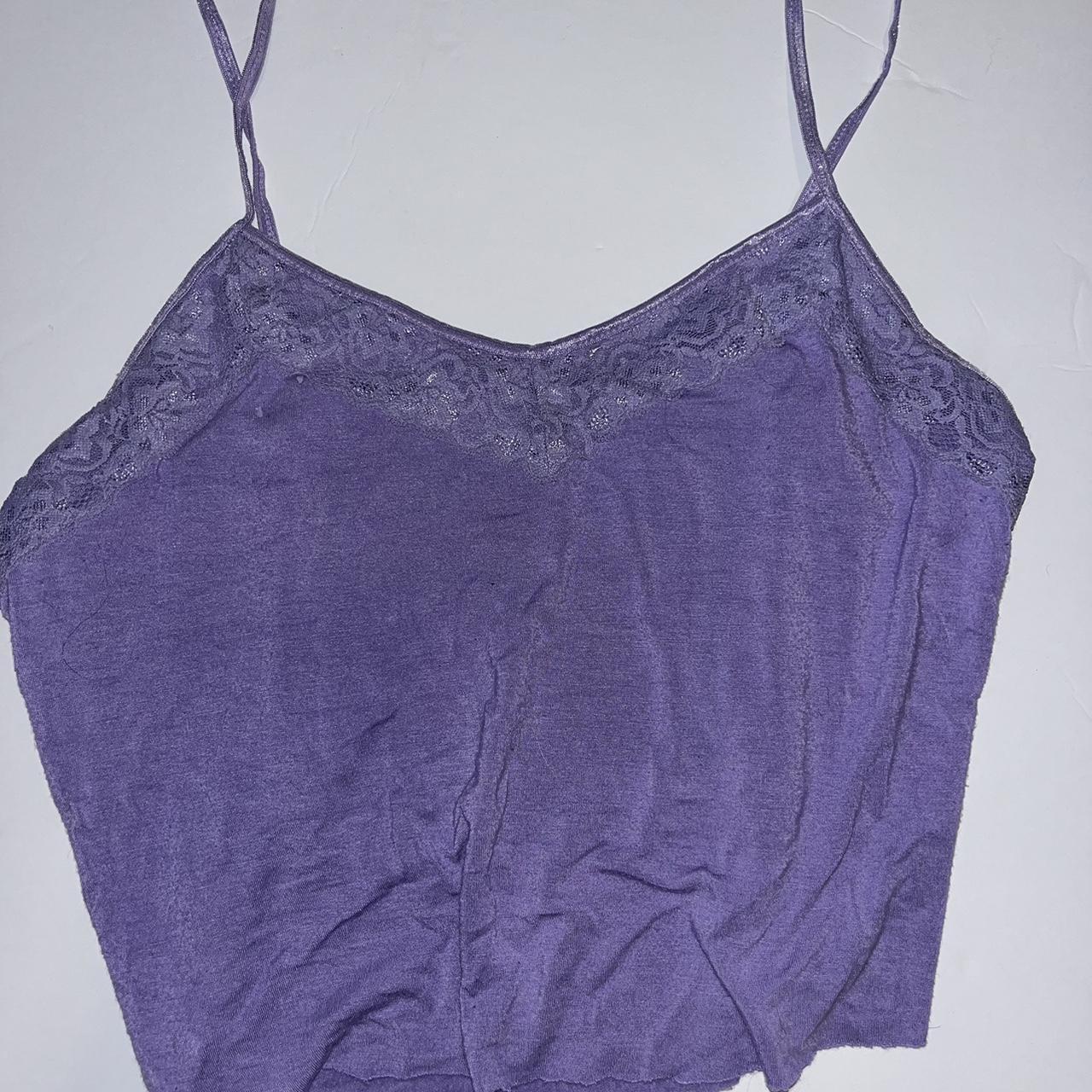 Purple Lace Cropped Tank Top - Depop