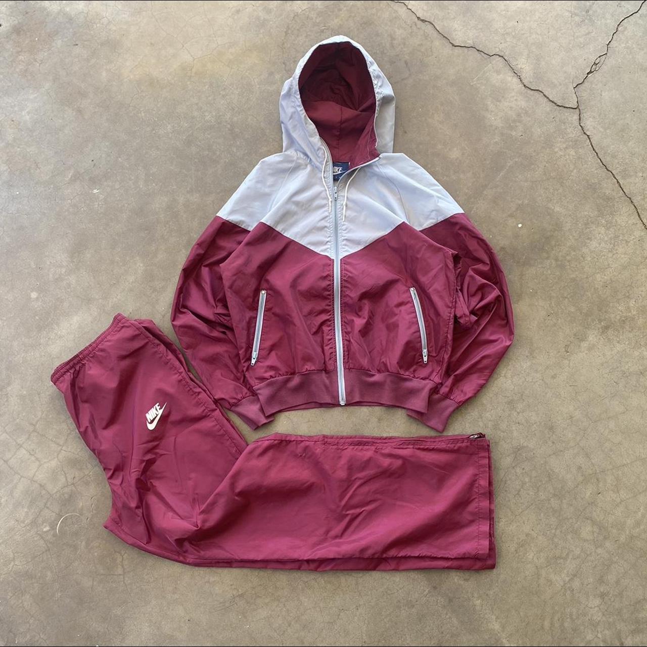 Nike Men's Grey and Burgundy Jumpsuit | Depop