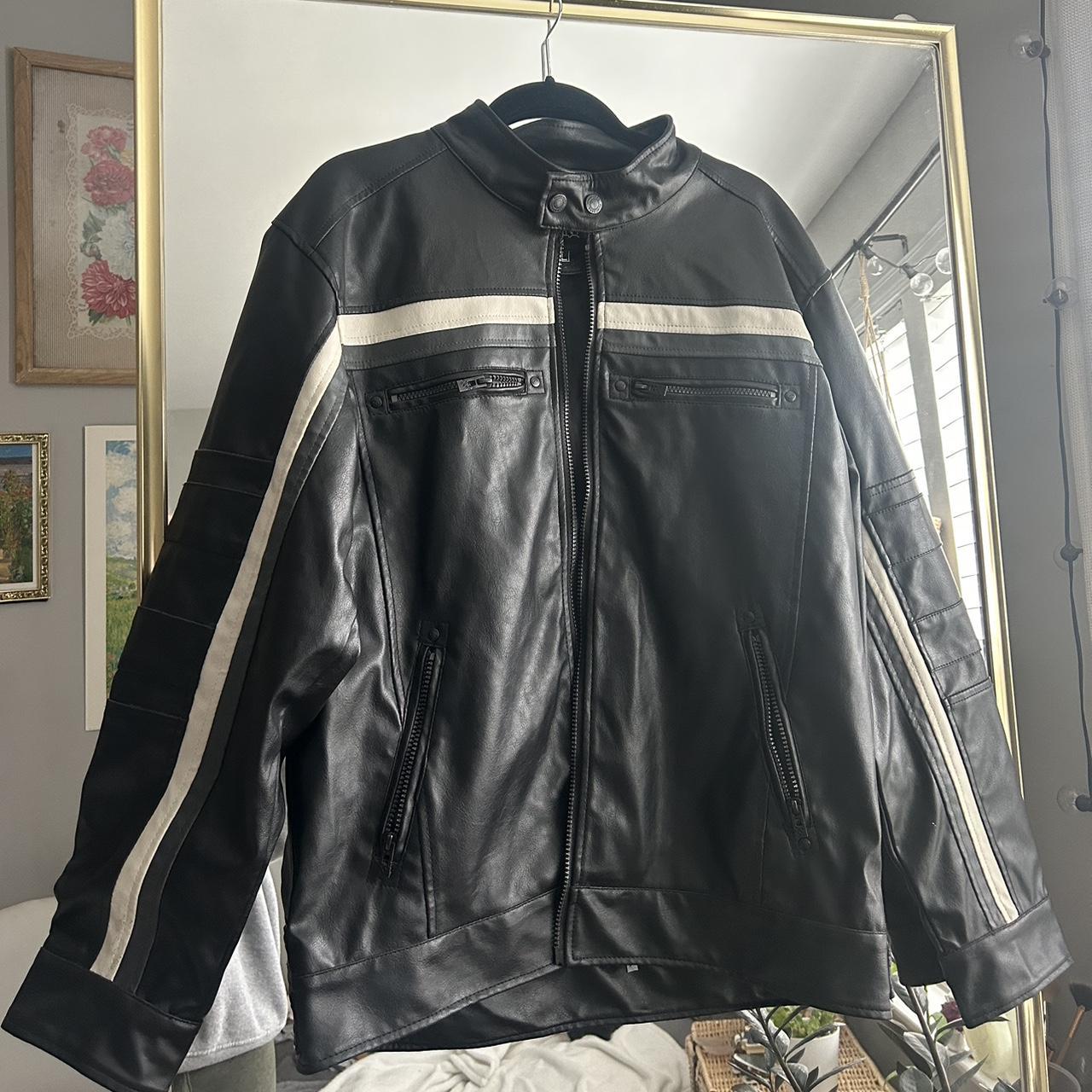 -AMAZING leather jacket -Brand is Point Zero -Marked... - Depop