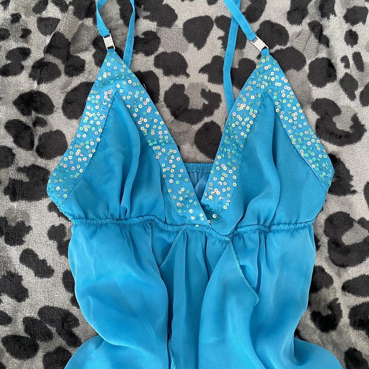 2000s blue sequence flow top Very Y2k #2000s #y2k... - Depop