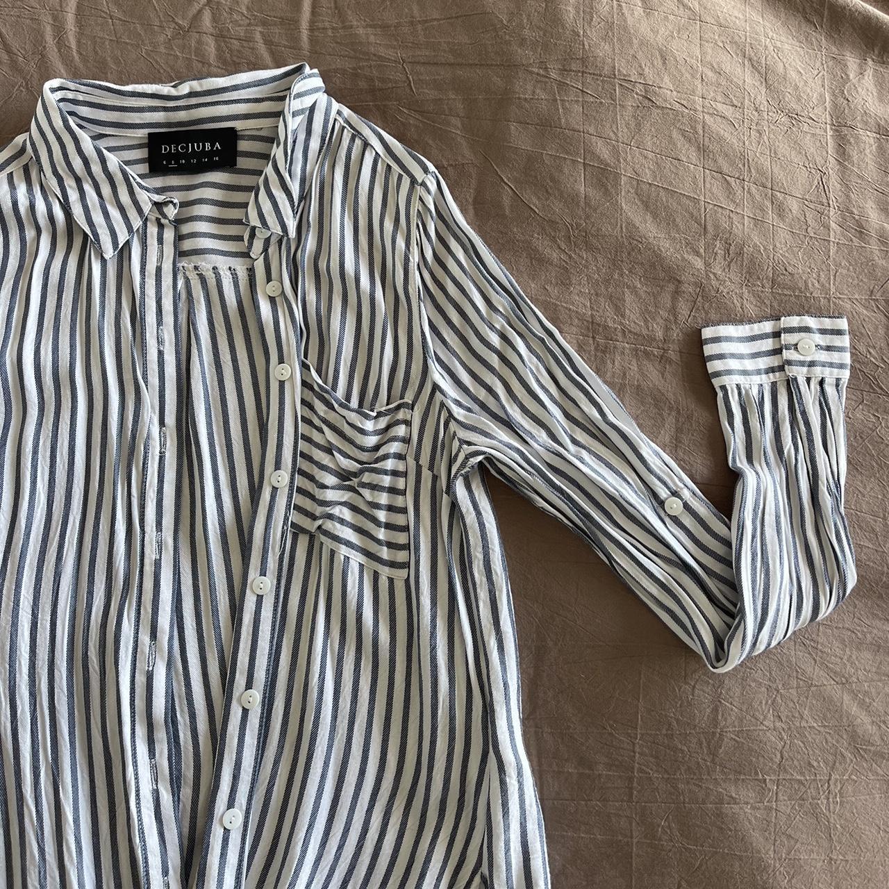 Decjuba blue striped shirt Oversized fit Super soft... - Depop