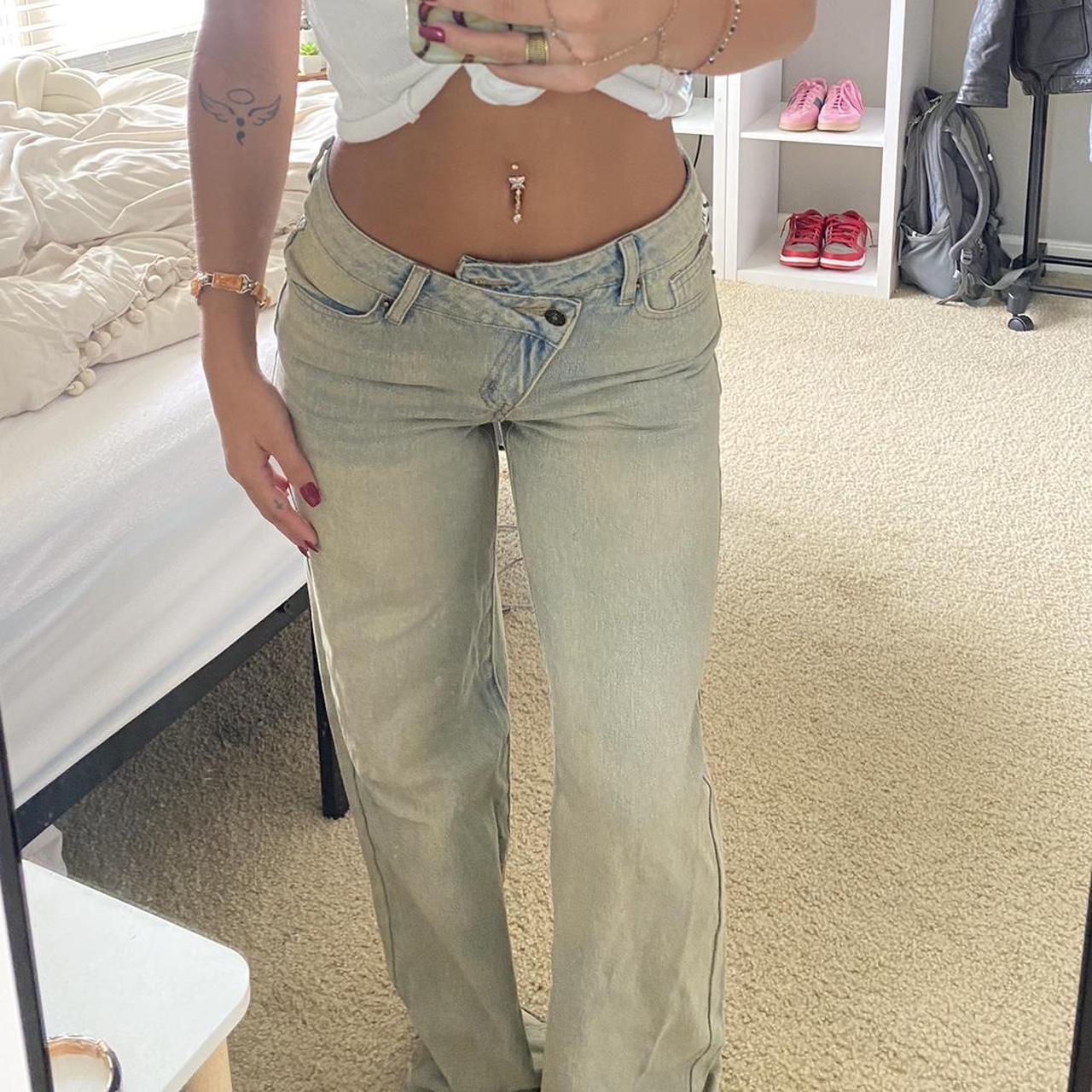 •Edikted Asymmetric Low Rise Wrap Jeans! •Never... - Depop