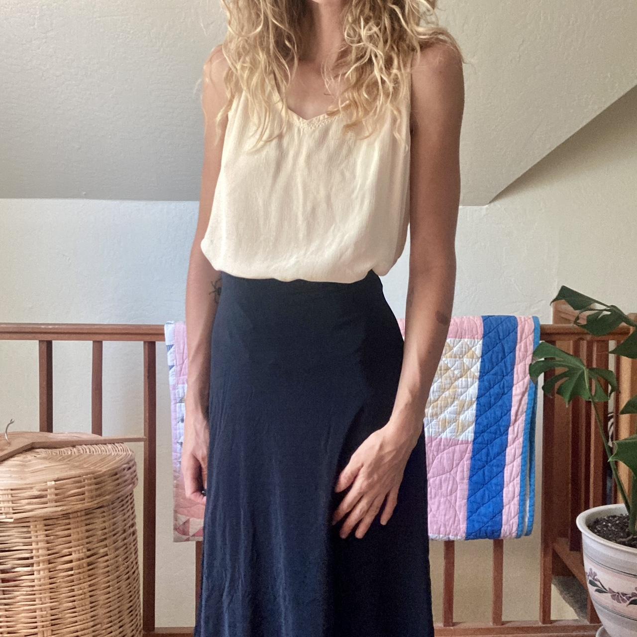 Lovely silk light yellow tank top. Slits on both... - Depop