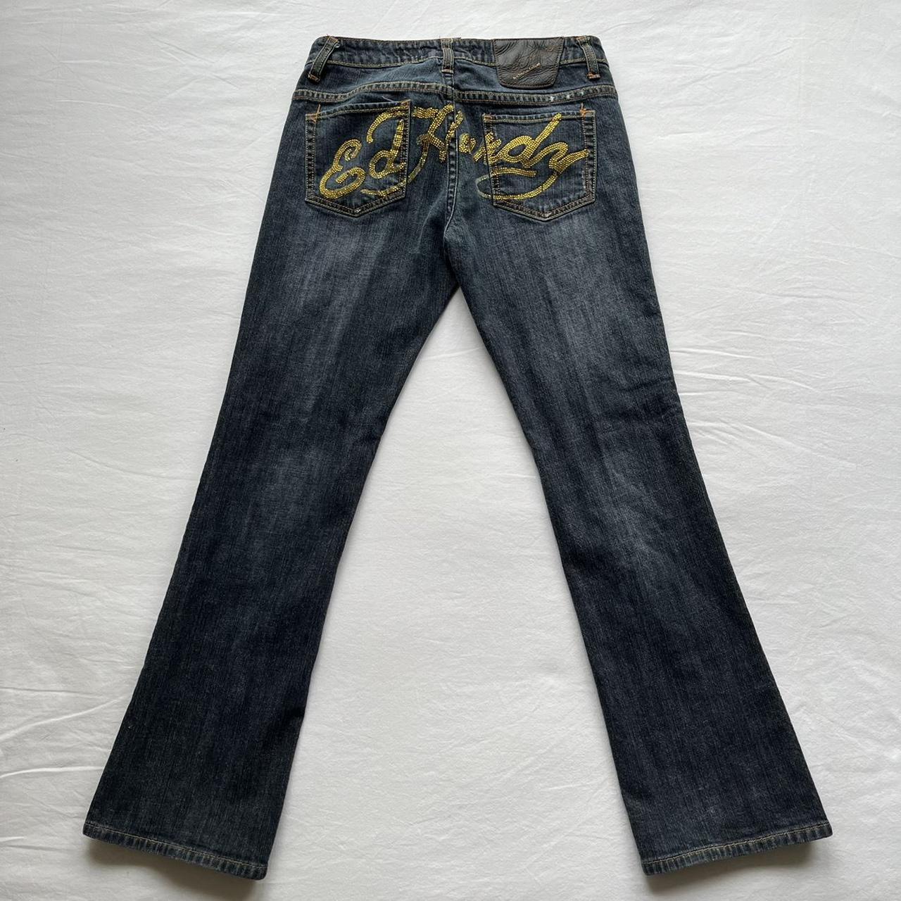 vintage y2k Ed hardy bedazzled jeans lowrise spell... - Depop