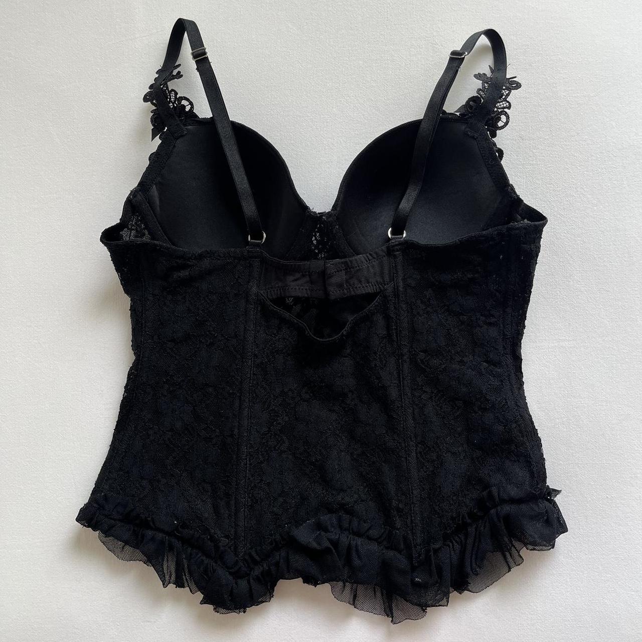 beautiful vintage goth lace bustier corset... - Depop