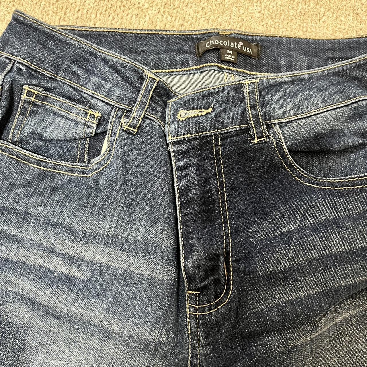 Distressed dark blue jeans, size M (I’m a size 4 and... | Depop