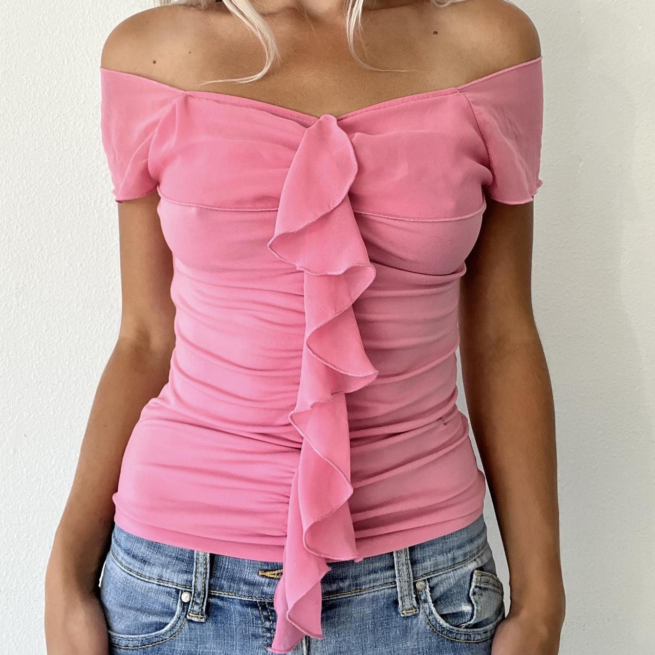 Y2K Pink Off the shoulder Top Pink off shoulder top... - Depop