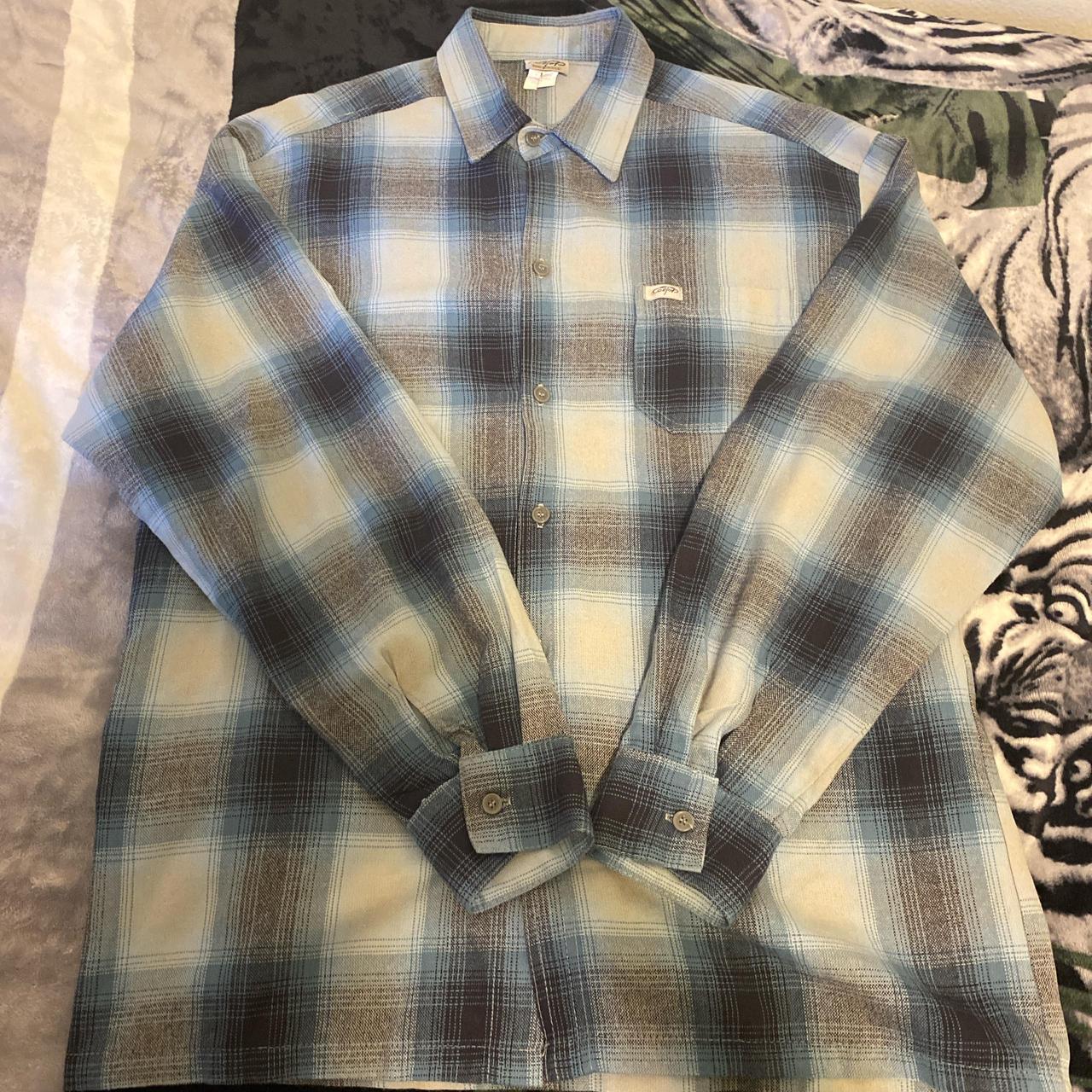 Caltop Flannel: Blue-Black-Grey -Slightly used... | Depop