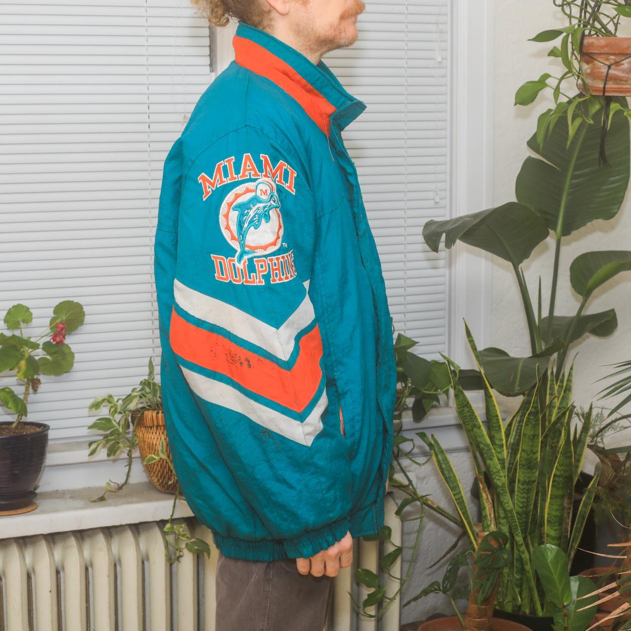 Starter Jacket Miami Dolphins Green and Orange... - Depop