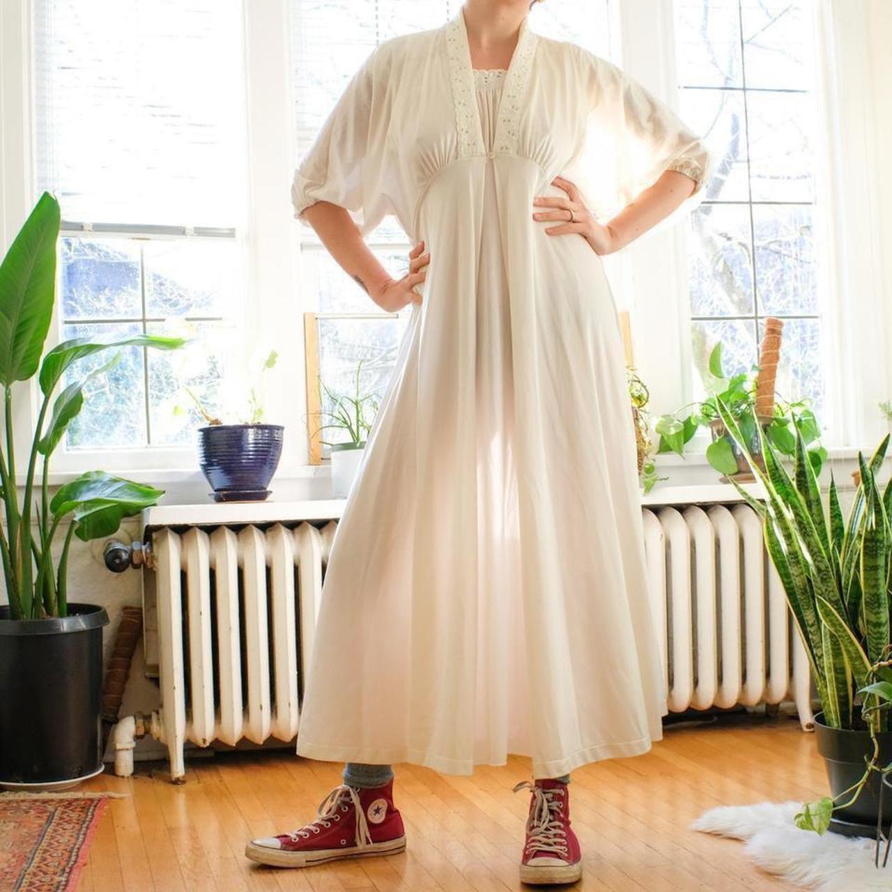 Nightgown Robe Set Cream White 🔵 Nightwear Set with... - Depop