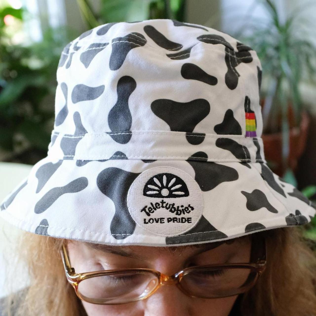 Teletubbies Cow Print Bucket Hat 🔵 Black and White... - Depop