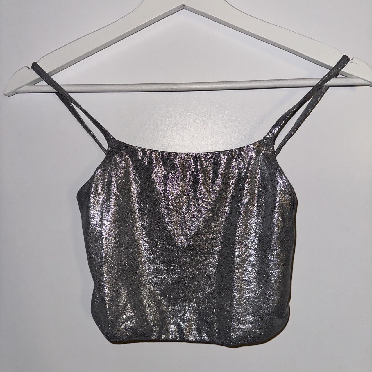 SKIMS Silver strappy back top, size 6, perfect for... - Depop