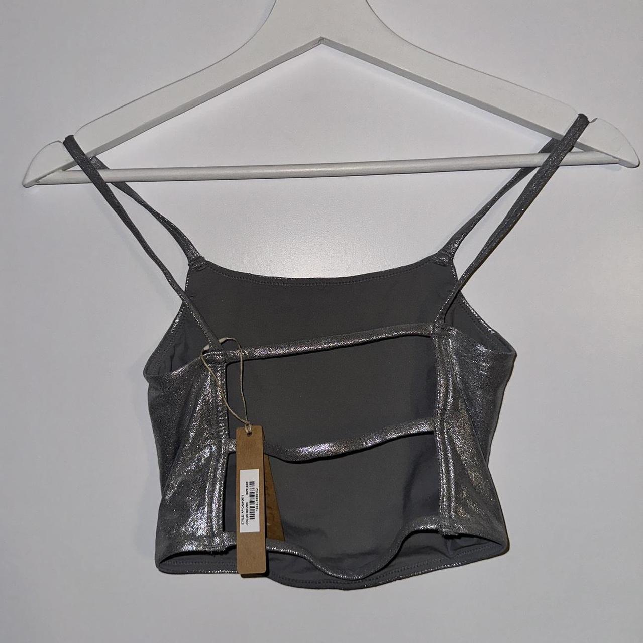 SKIMS Silver strappy back top, size 6, perfect for... - Depop