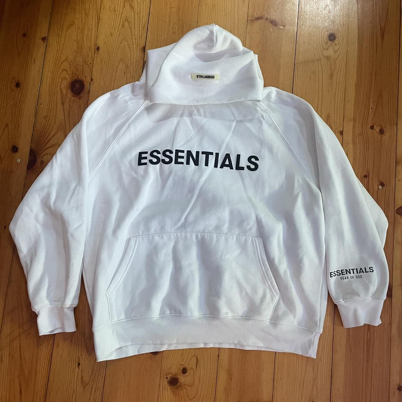 White Essentials Hoodie Worn ONCE Size L -IGNORE... - Depop
