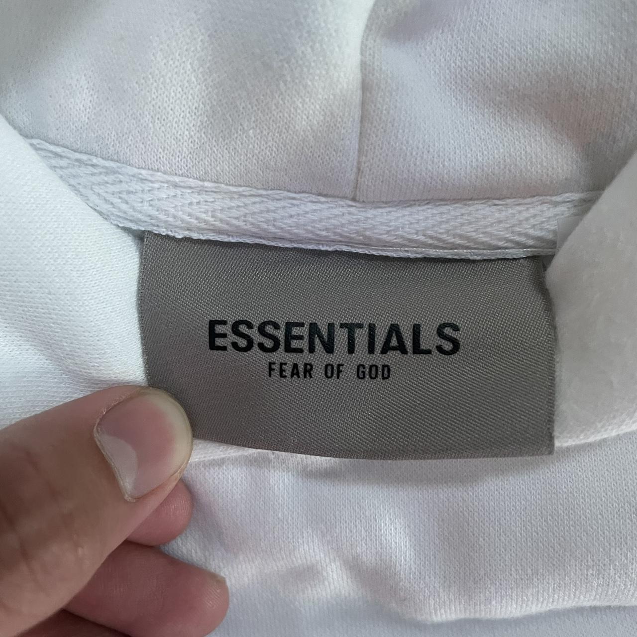 White Essentials Hoodie Worn ONCE Size L -IGNORE... - Depop