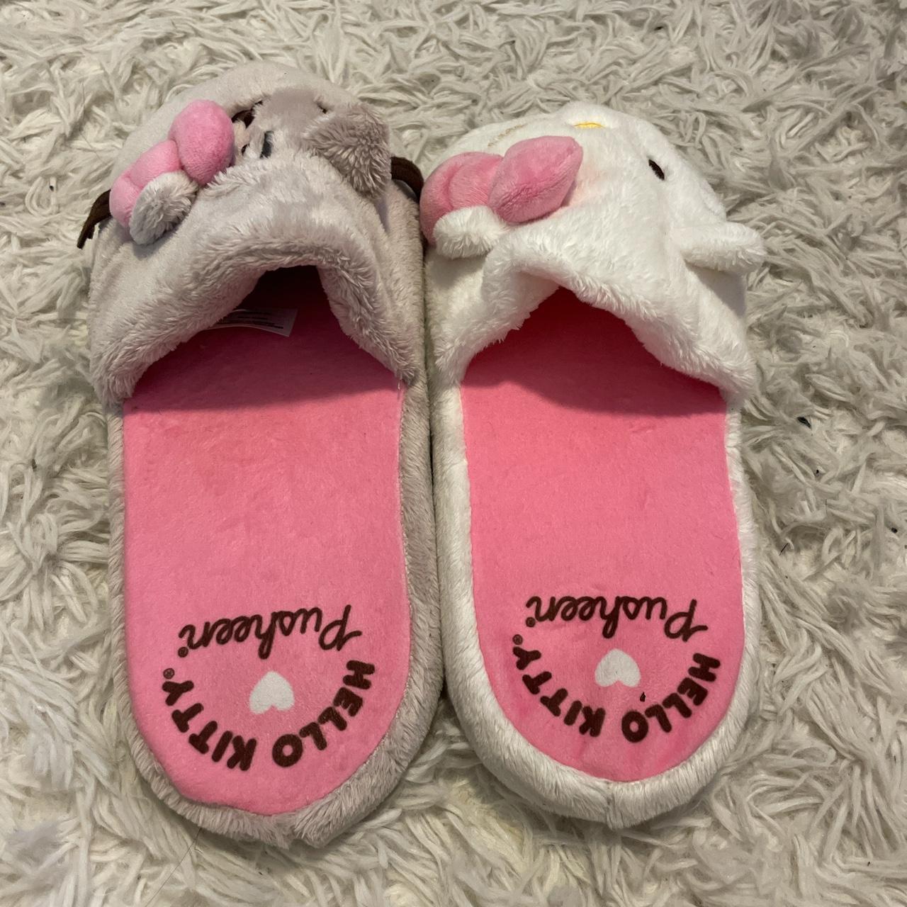 Hello Kitty Women's Pink and Grey Slippers | Depop
