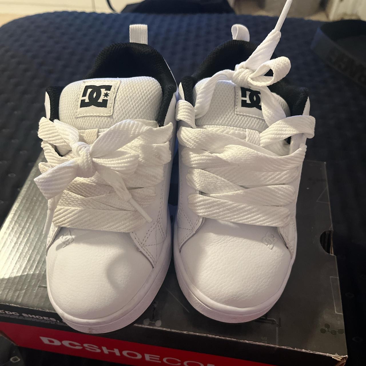 white dc shoes practically new no flaws i wore... - Depop