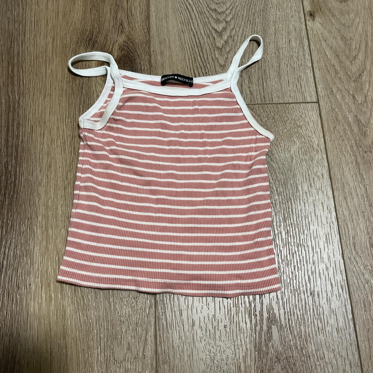super cute pink and white brandy tank like new worn... - Depop