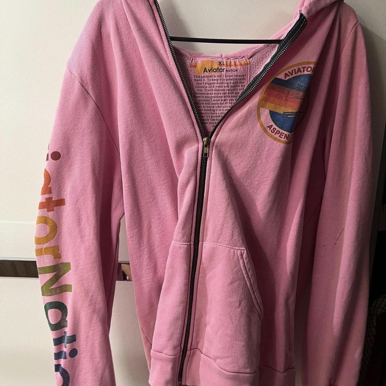 Aviator nation pink zip up aspen size xl | Depop