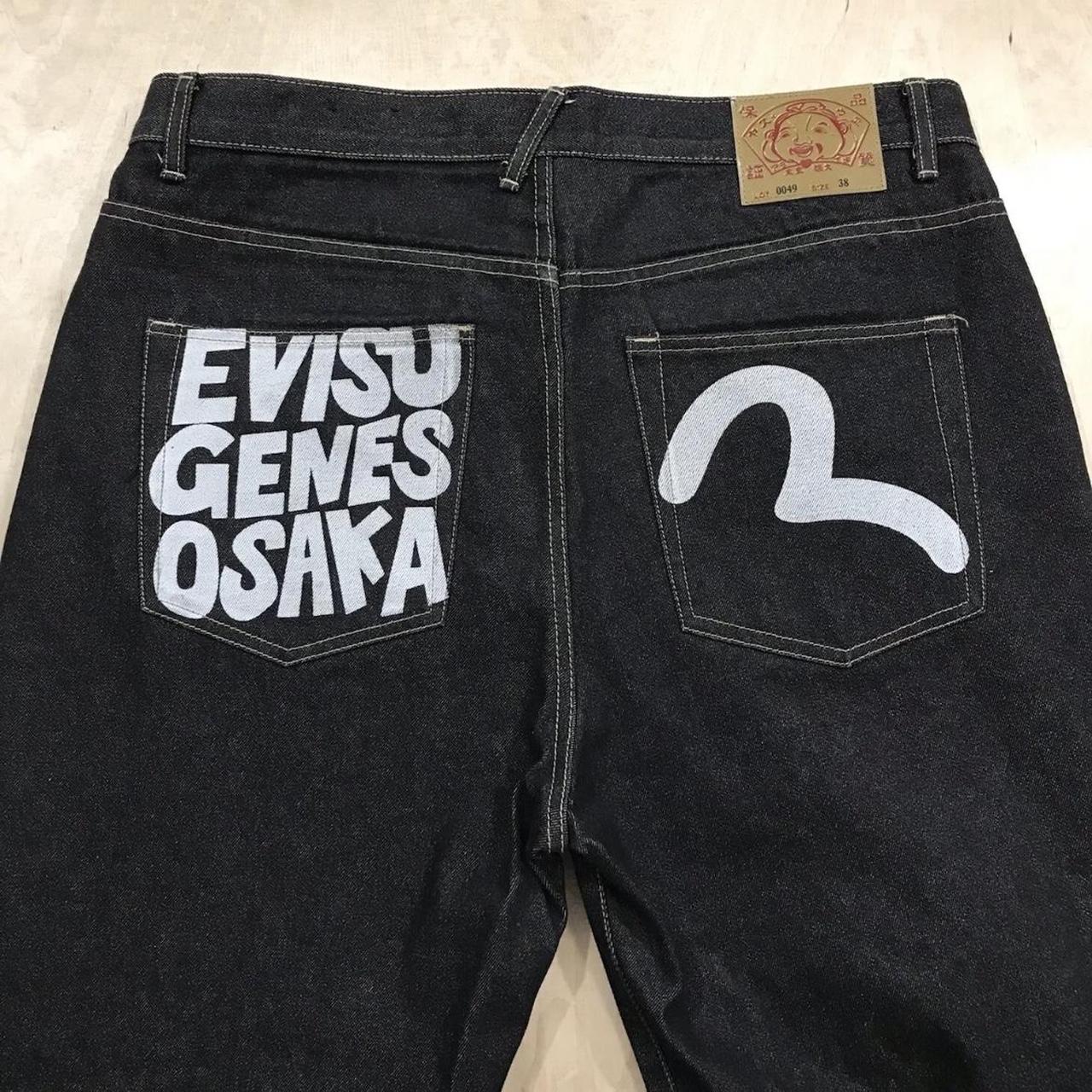 Evisu Men's Black Jeans | Depop