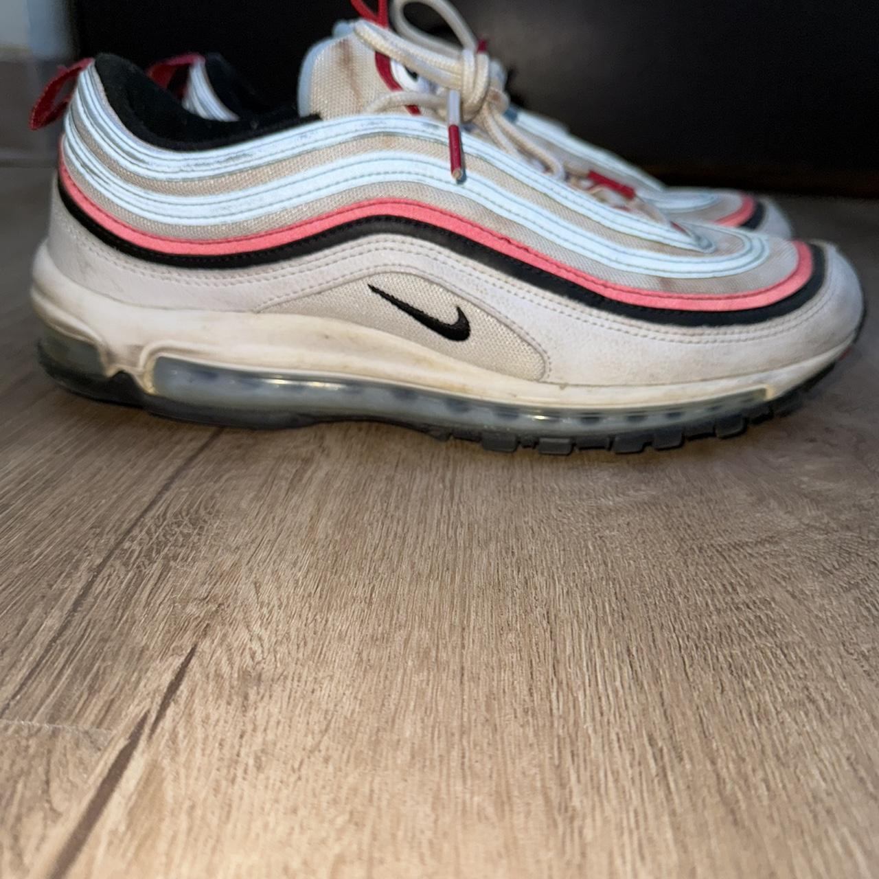 Nike Air Max 97s white, red, blue. negotiable. | Depop