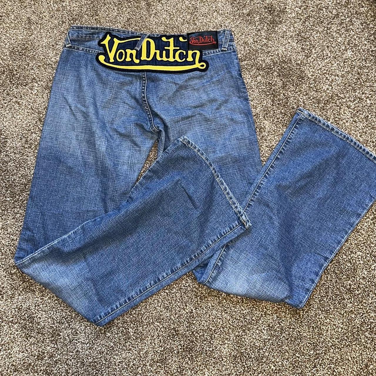 2000s Von Dutch flare blue jeans. In absolutely... - Depop