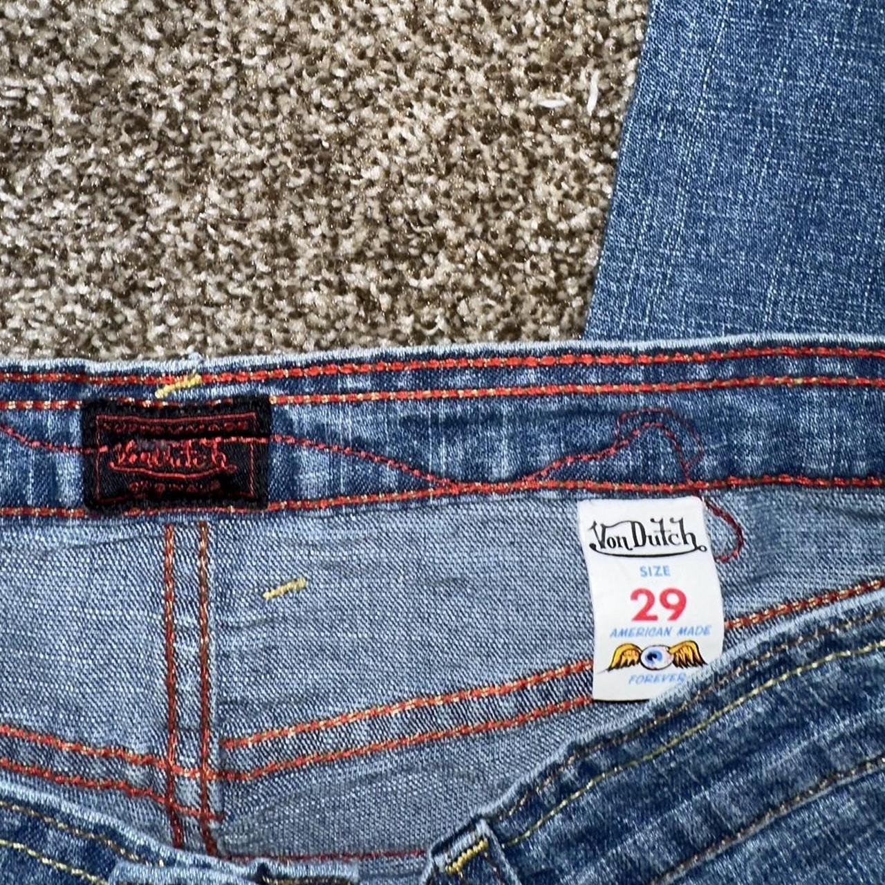 2000s Von Dutch flare blue jeans. In absolutely... - Depop