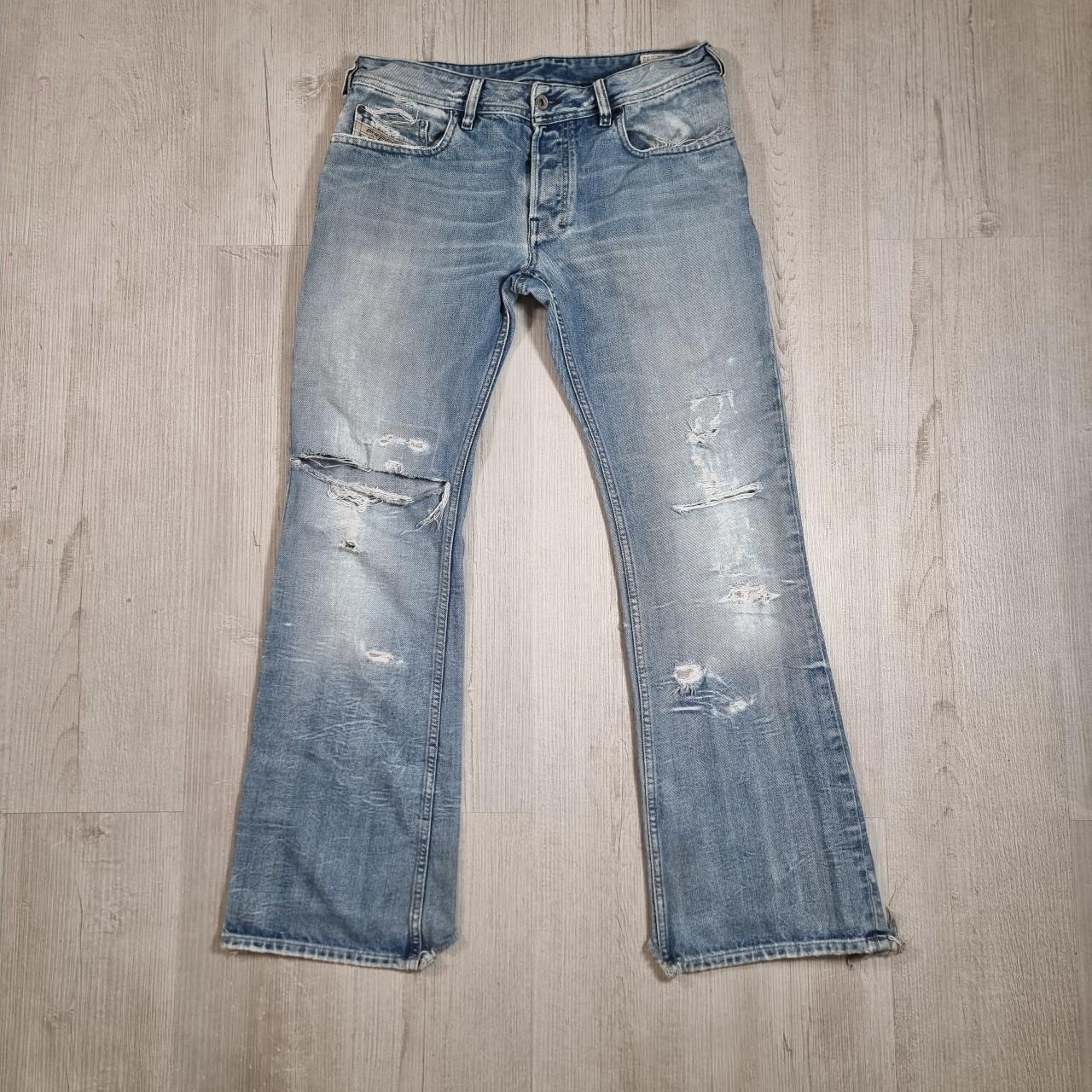 Diesel Zathan Distressed Ripped Regular Bootcut... - Depop