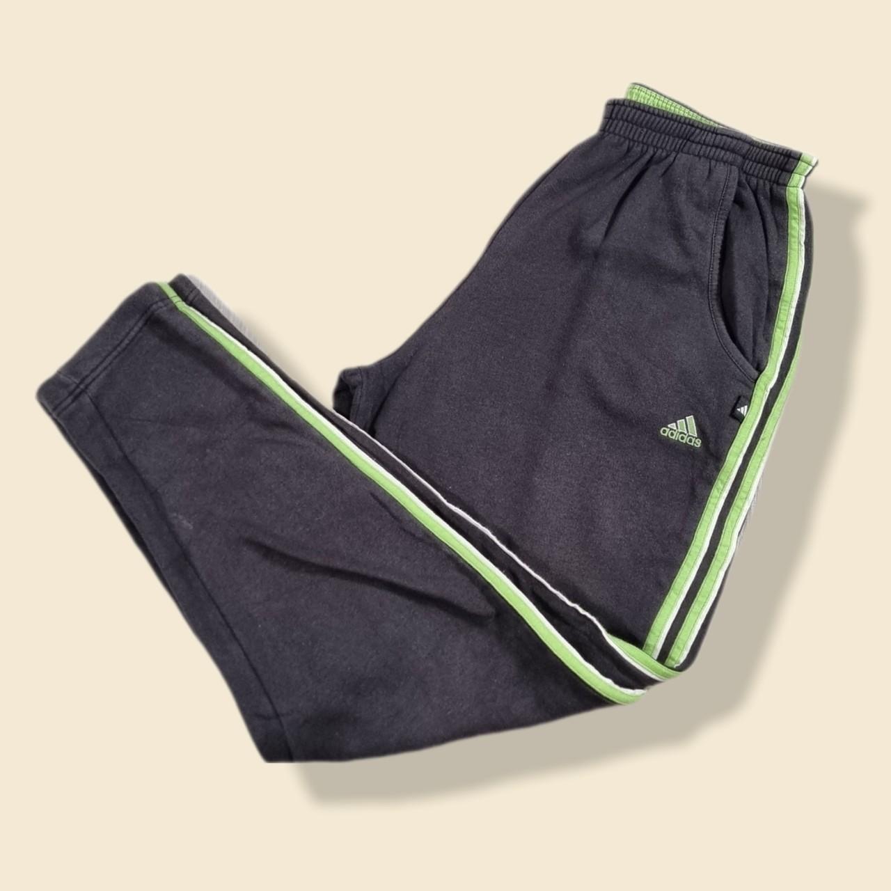 Adidas Black & Green Tracksuit Bottoms Track Pants... - Depop