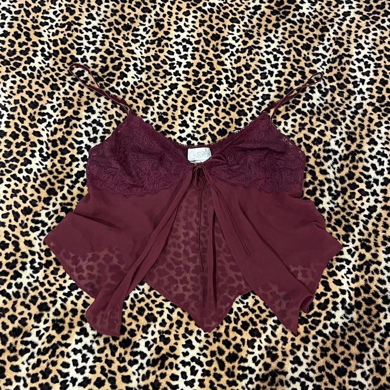 maroon sheer la sensa babydoll top w lace details... | Depop