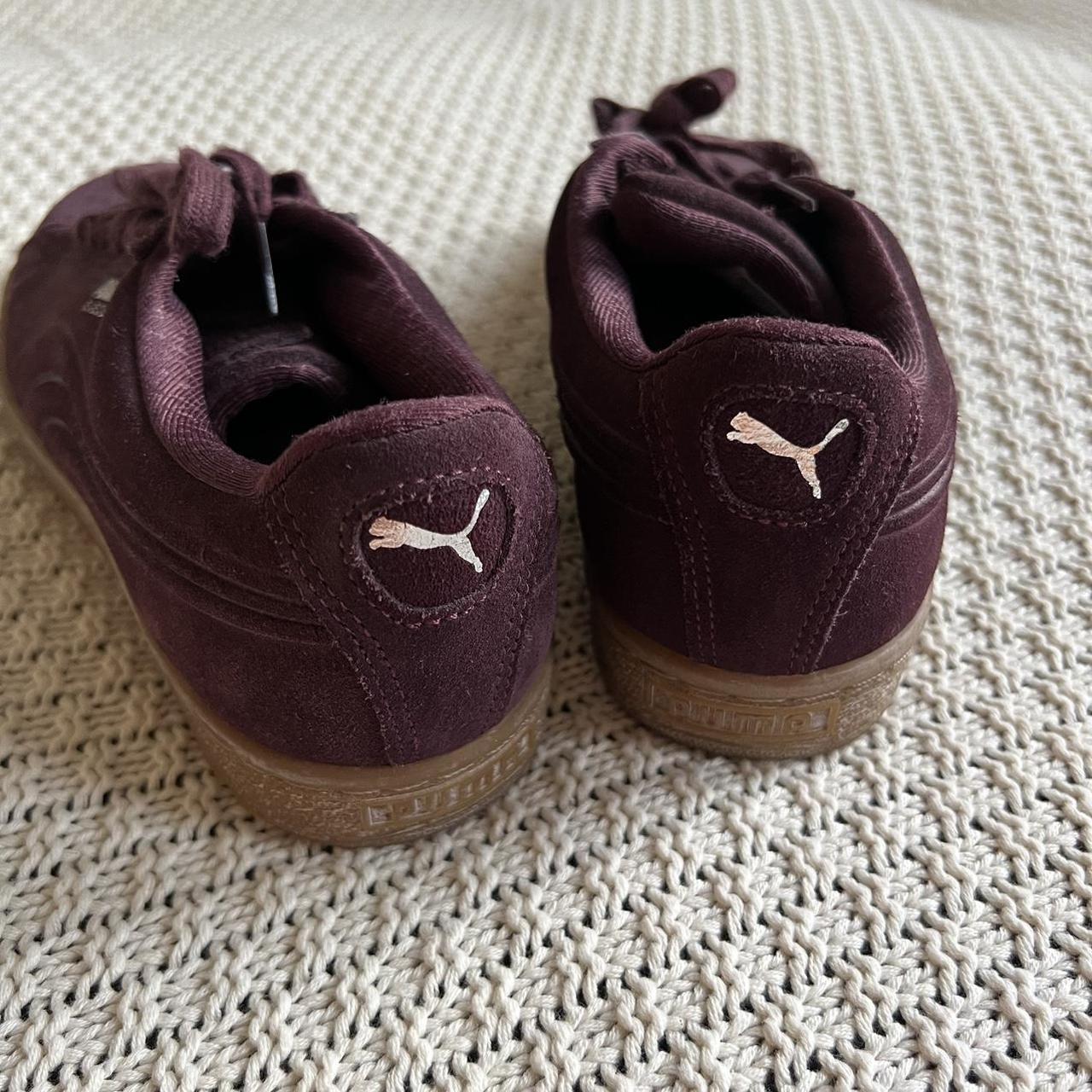 Classic Pumas deep purple color with brown... - Depop