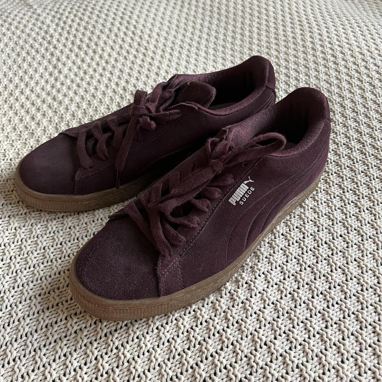 Classic Pumas deep purple color with brown... - Depop