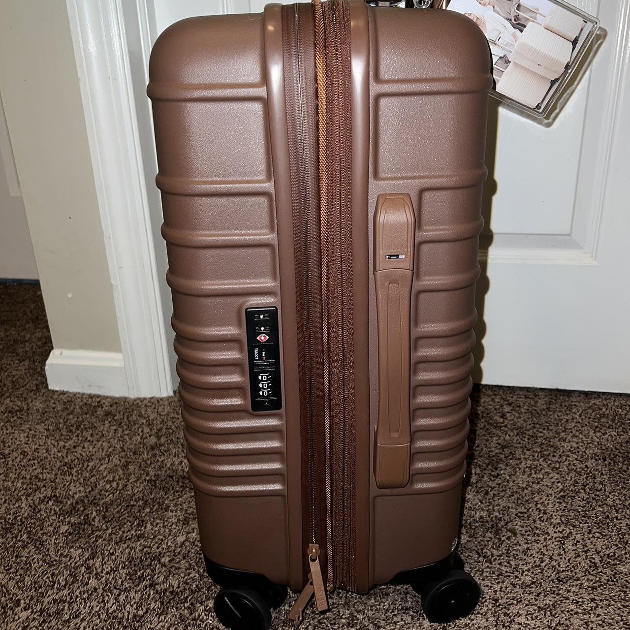 Beis Carry On Maple Brown Suitcase Roller Bag... - Depop