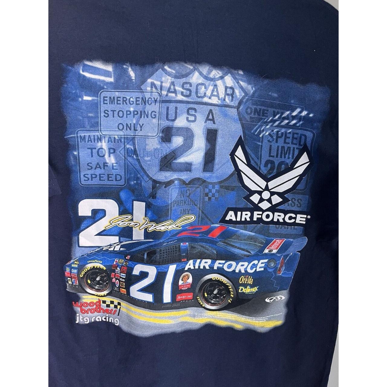 NASCAR VINTAGE AIR FORCE RACING JON WOOD #21 GRAPHIC... | Depop