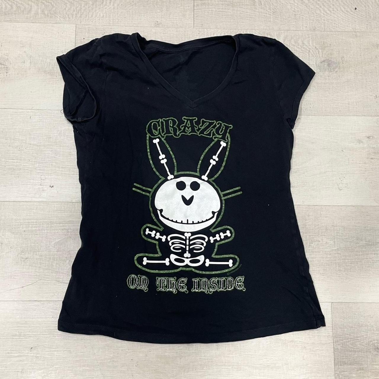 Y2K HAPPY BUNNY SHIRT Rare skeleton happy bunny... - Depop