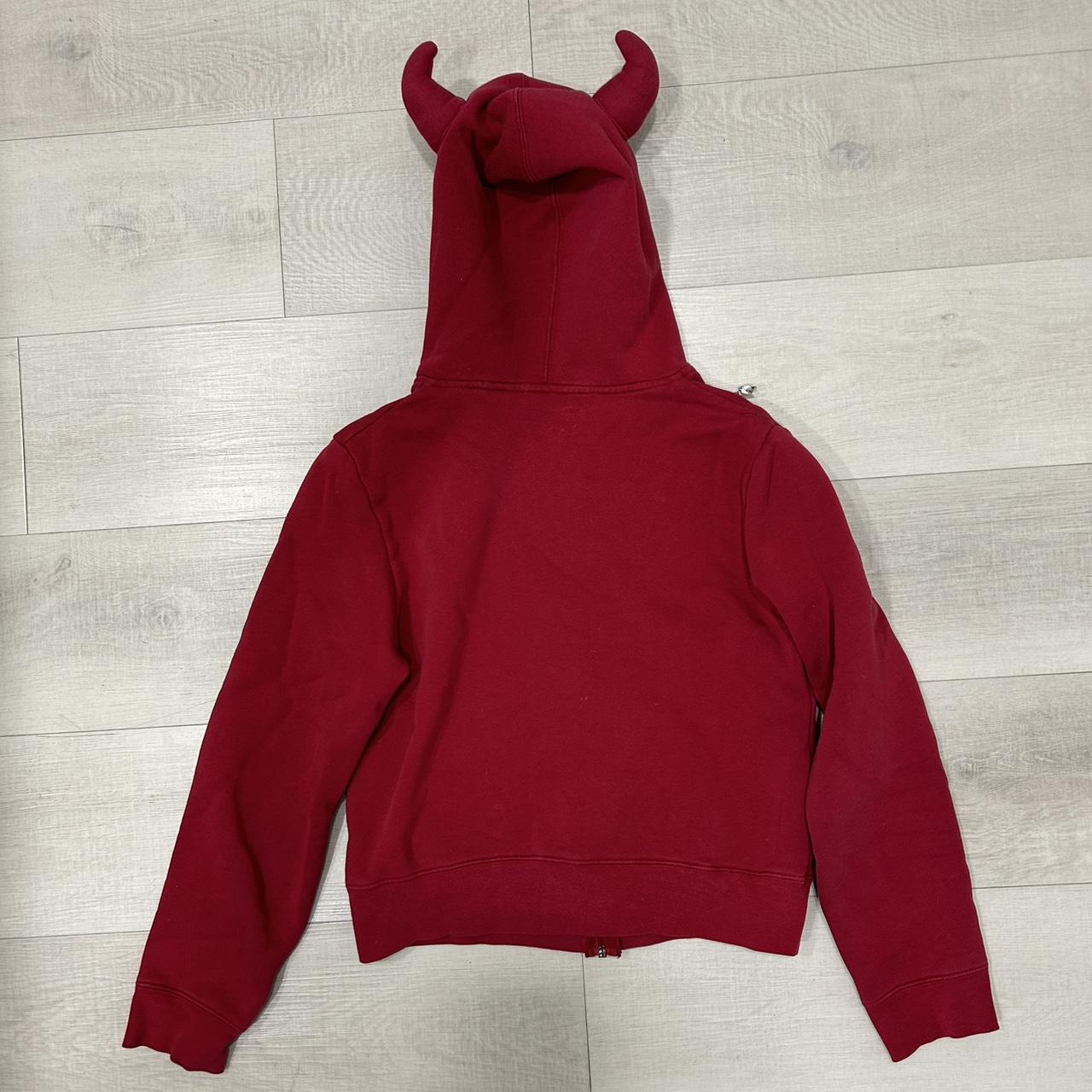 Y2K SCENE HOODIE Rare Red and white 3rd Rail devil... | Depop