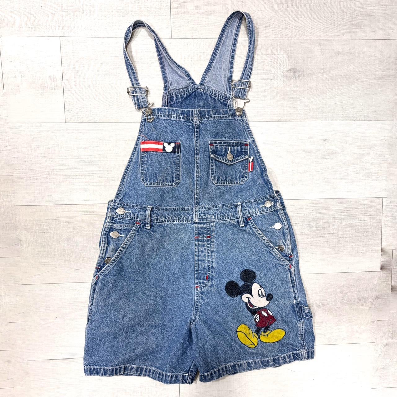 VINTAGE MICKEY MOUSE OVERALL SHORTS Mickey Mouse... - Depop