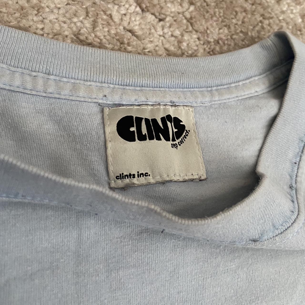 Clint’s step correct tee in baby blue, size large,... - Depop