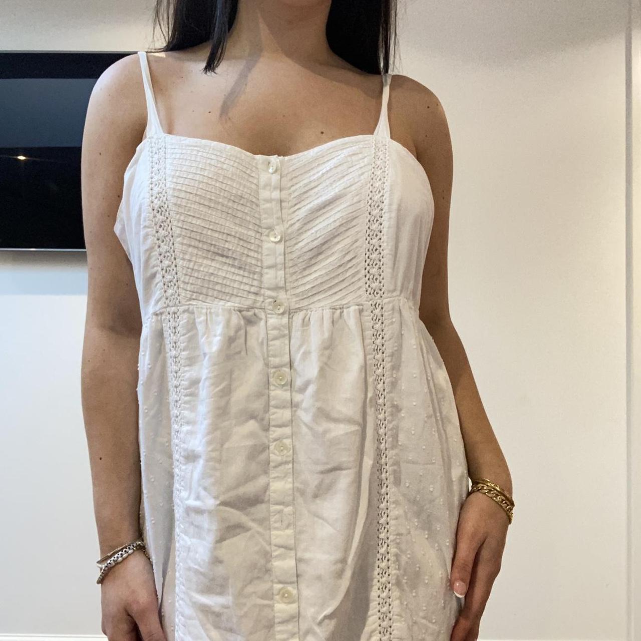 White maxi summer dress. Embroidery with buttons... - Depop