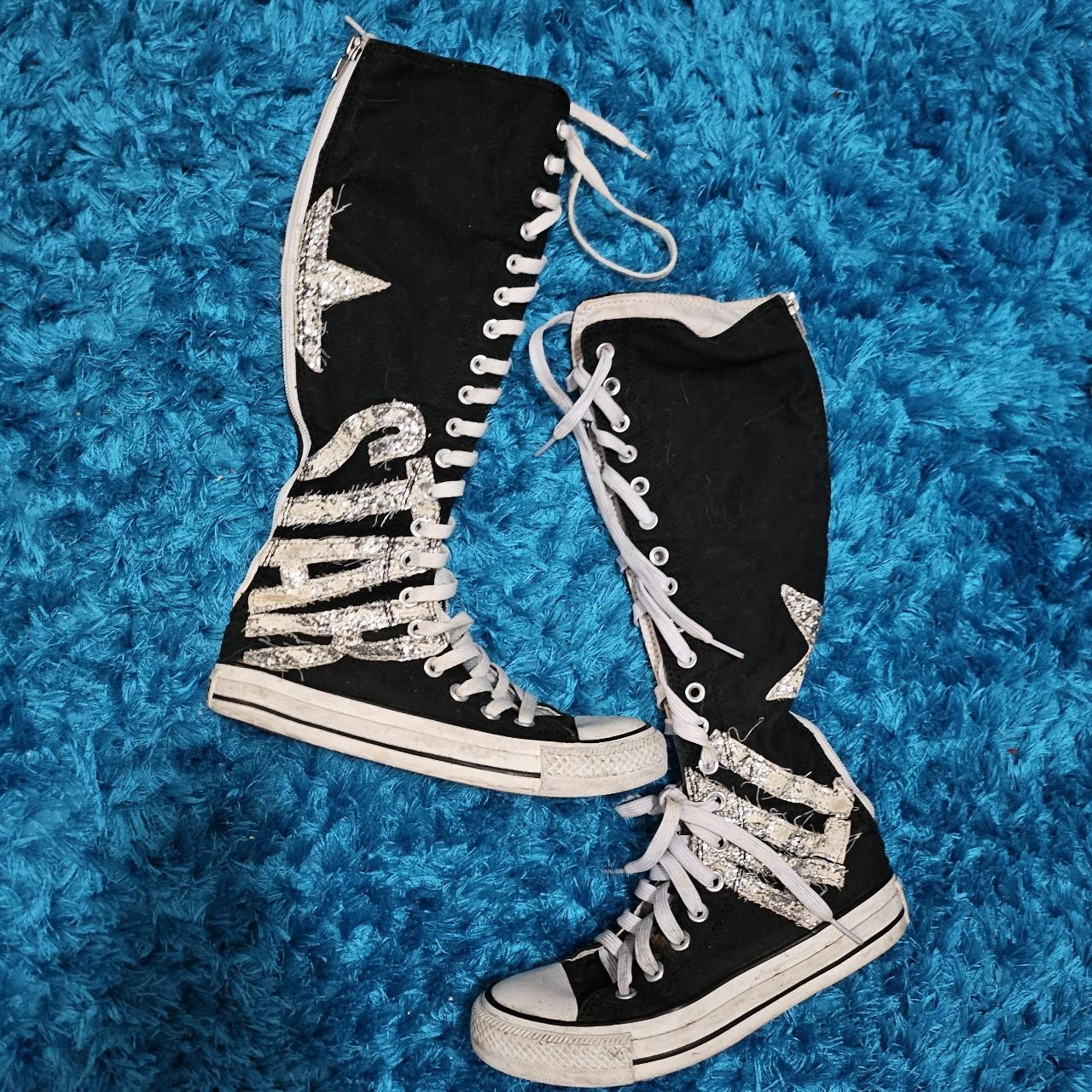 Converse All Star knee high sneakers w zipper on... - Depop
