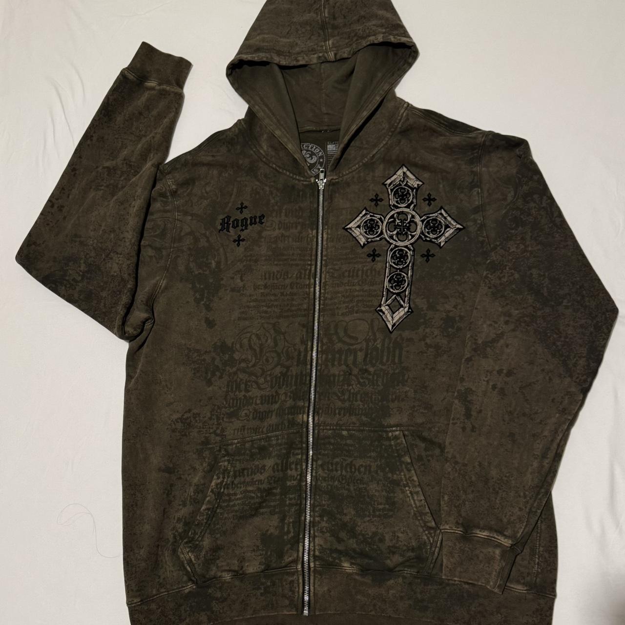 Crazy Rogue X Affliction Cross zip up promo dont... - Depop