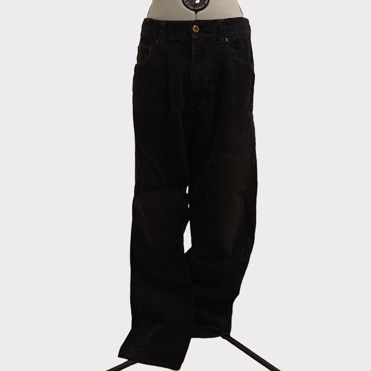 Black corduroy pants with a straight leg fit and a... - Depop