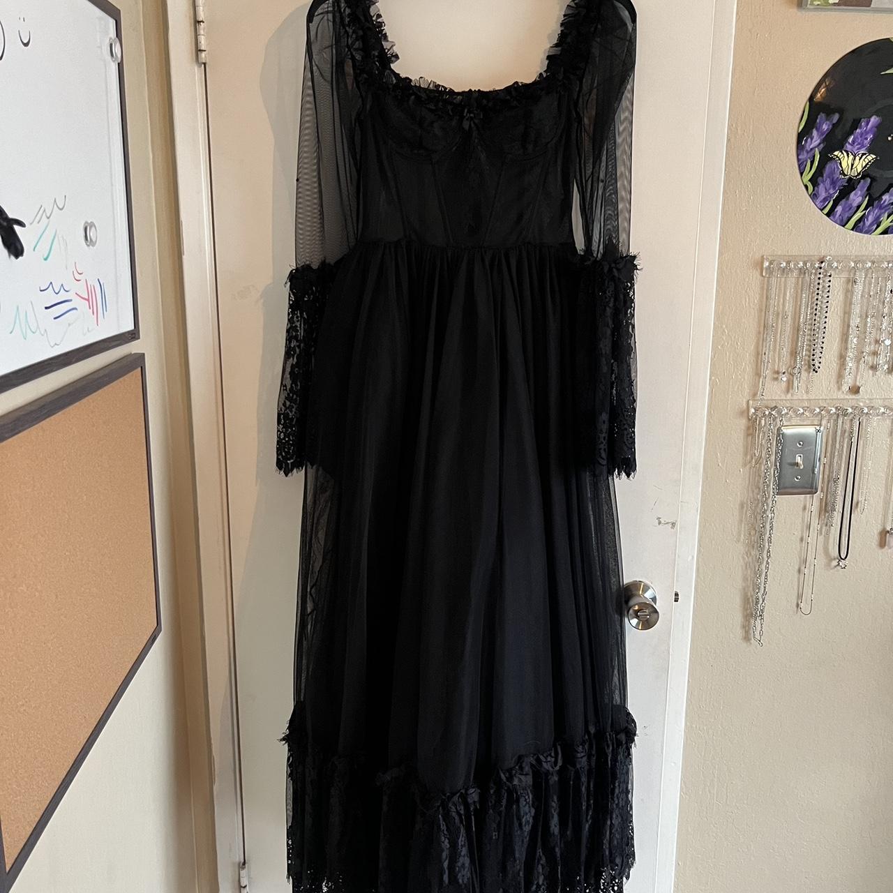 Dollskill Floor Length Black Lace Dress Size... - Depop