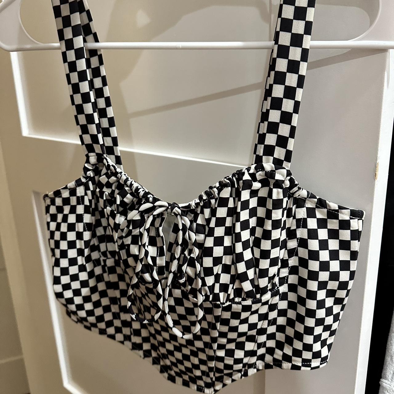 Cotton Candy LA checkered corset style top. Never worn! - Depop