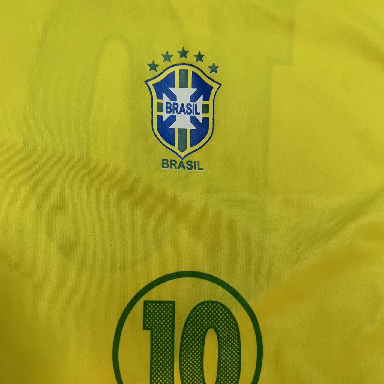 Yellow Retro Brazil National Team Ronaldinho... - Depop