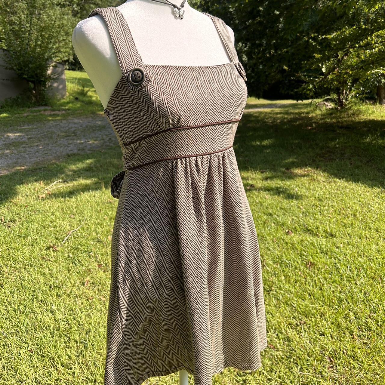 OVERALL STYLE BROWN PATTERNED DRESS !!! FREE US... | Depop