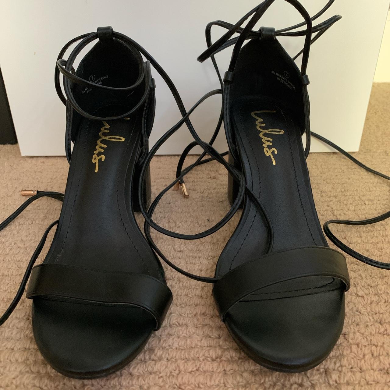 Strappy Black Lulu Heels Straps Wrap Around Ankle Depop