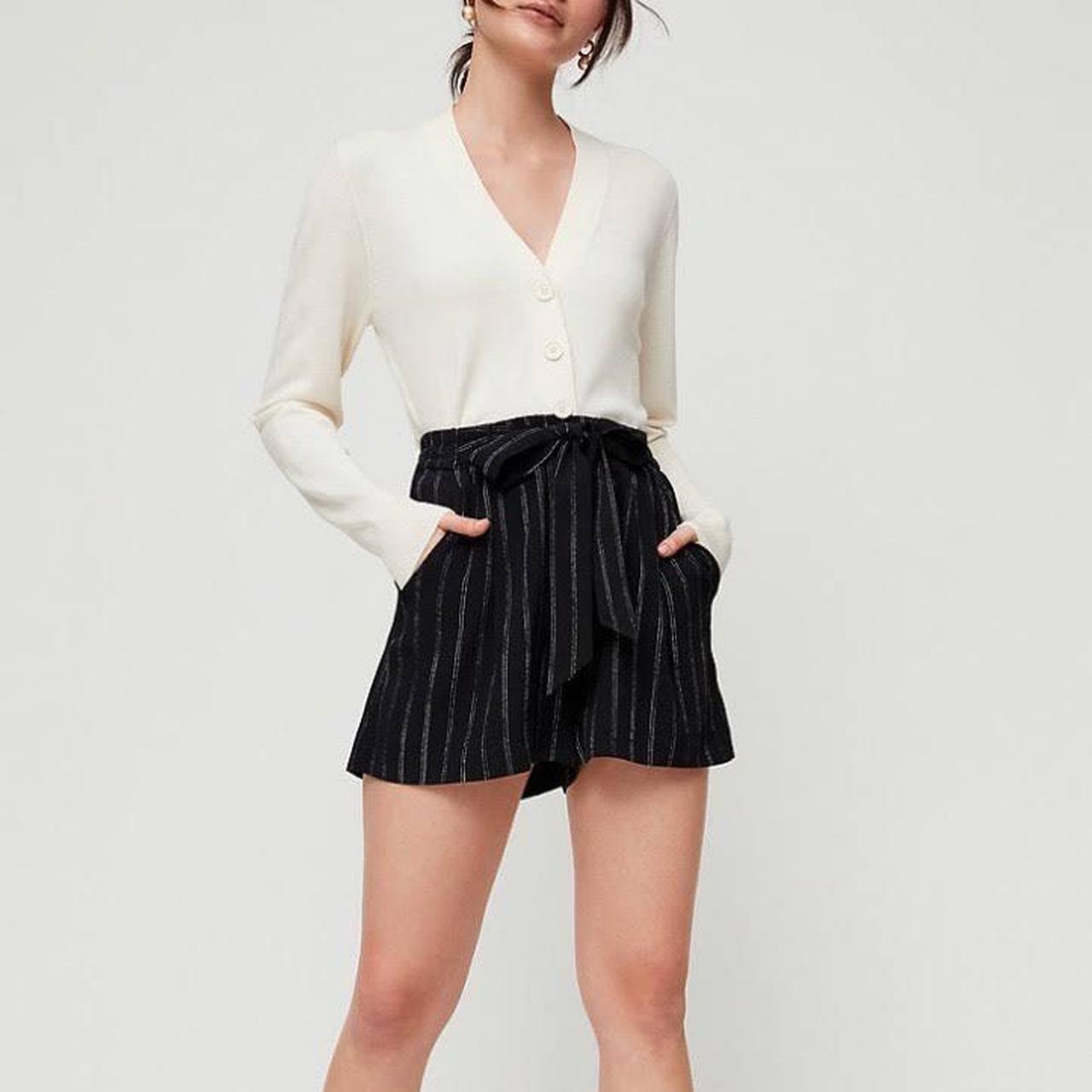 Aritzia Wilfred Dark Navy Striped Shorts Size Depop