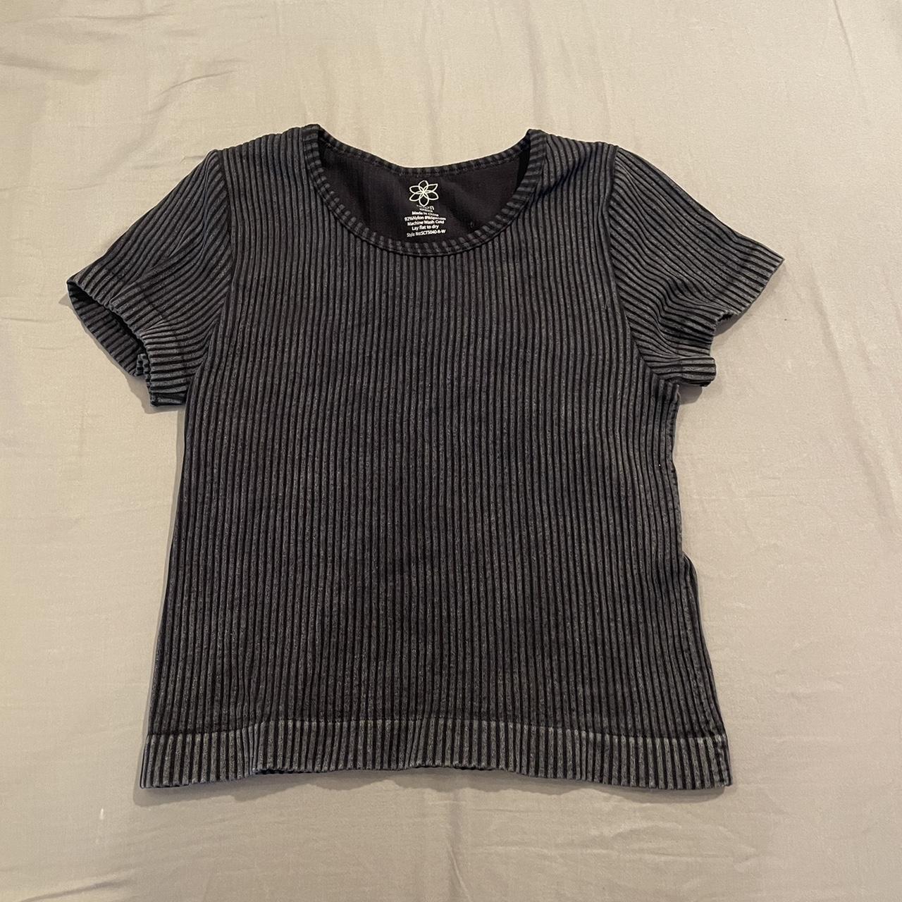 Dark grey washed ribbed top. Super comfy and a great... - Depop